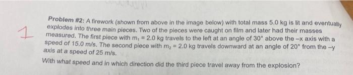 Solved Problem \#2: A firework (shown from above in the | Chegg.com