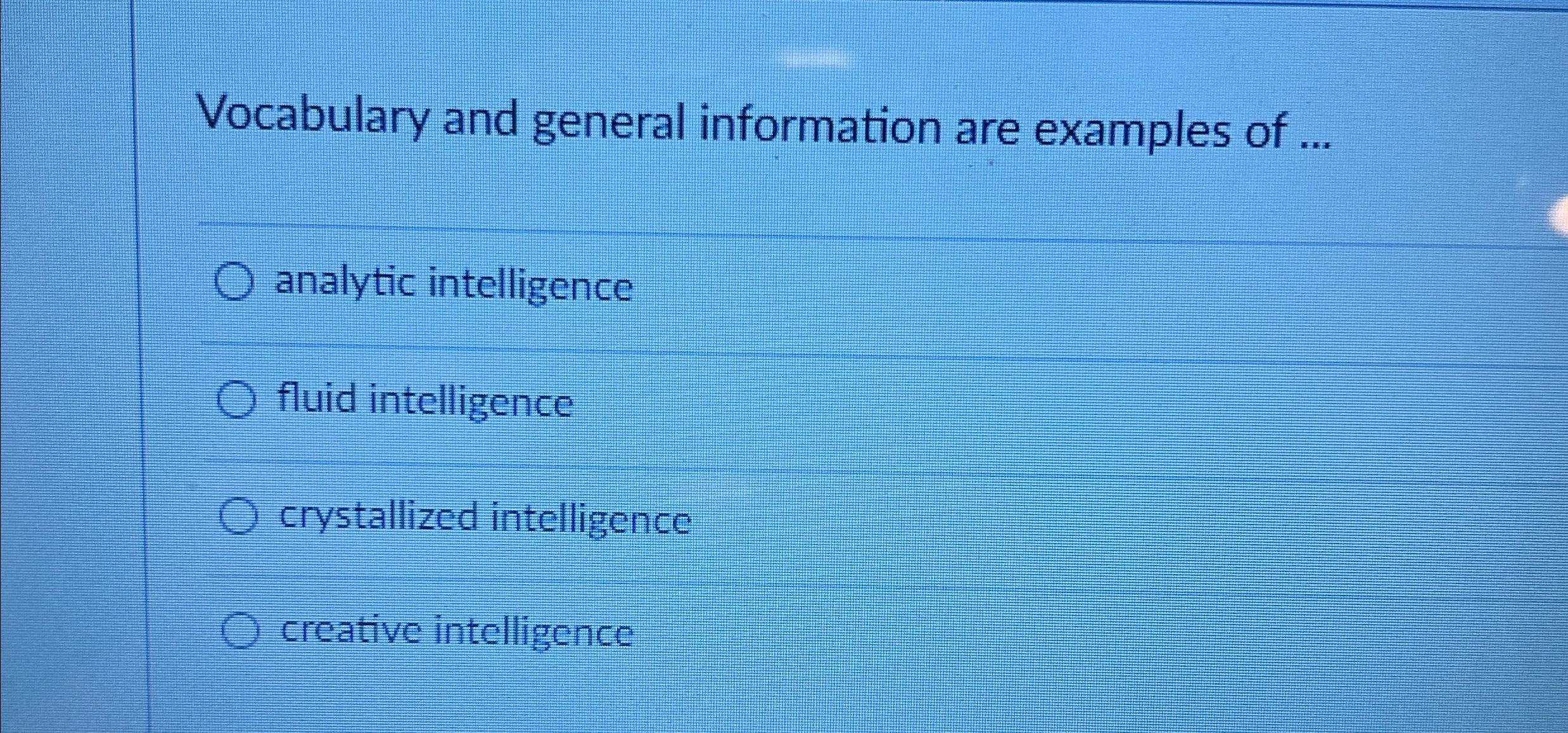 Solved Vocabulary and general information are examples of | Chegg.com