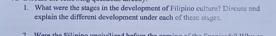 Solved 1. What were the stages in the development of | Chegg.com