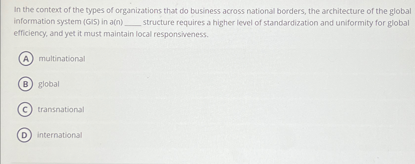 Solved In the context of the types of organizations that do | Chegg.com