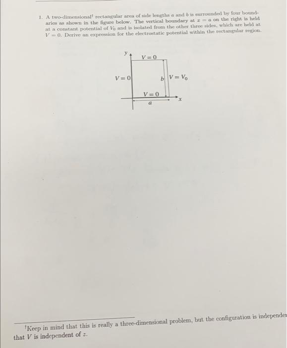 Solved 1. A two-dimensional rectangular area of side lengths | Chegg.com