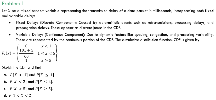 Solved Problem 1Let x be ﻿a mixed random variable | Chegg.com