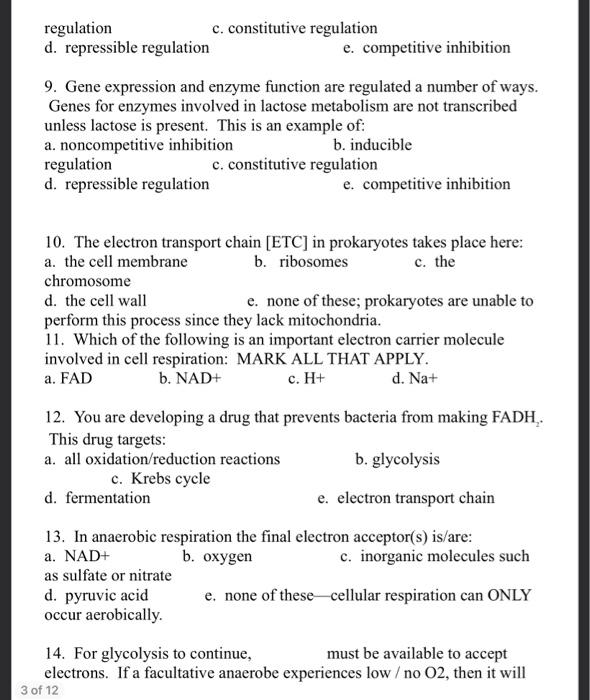 Solved regulation c. constitutive regulation d. repressible | Chegg.com