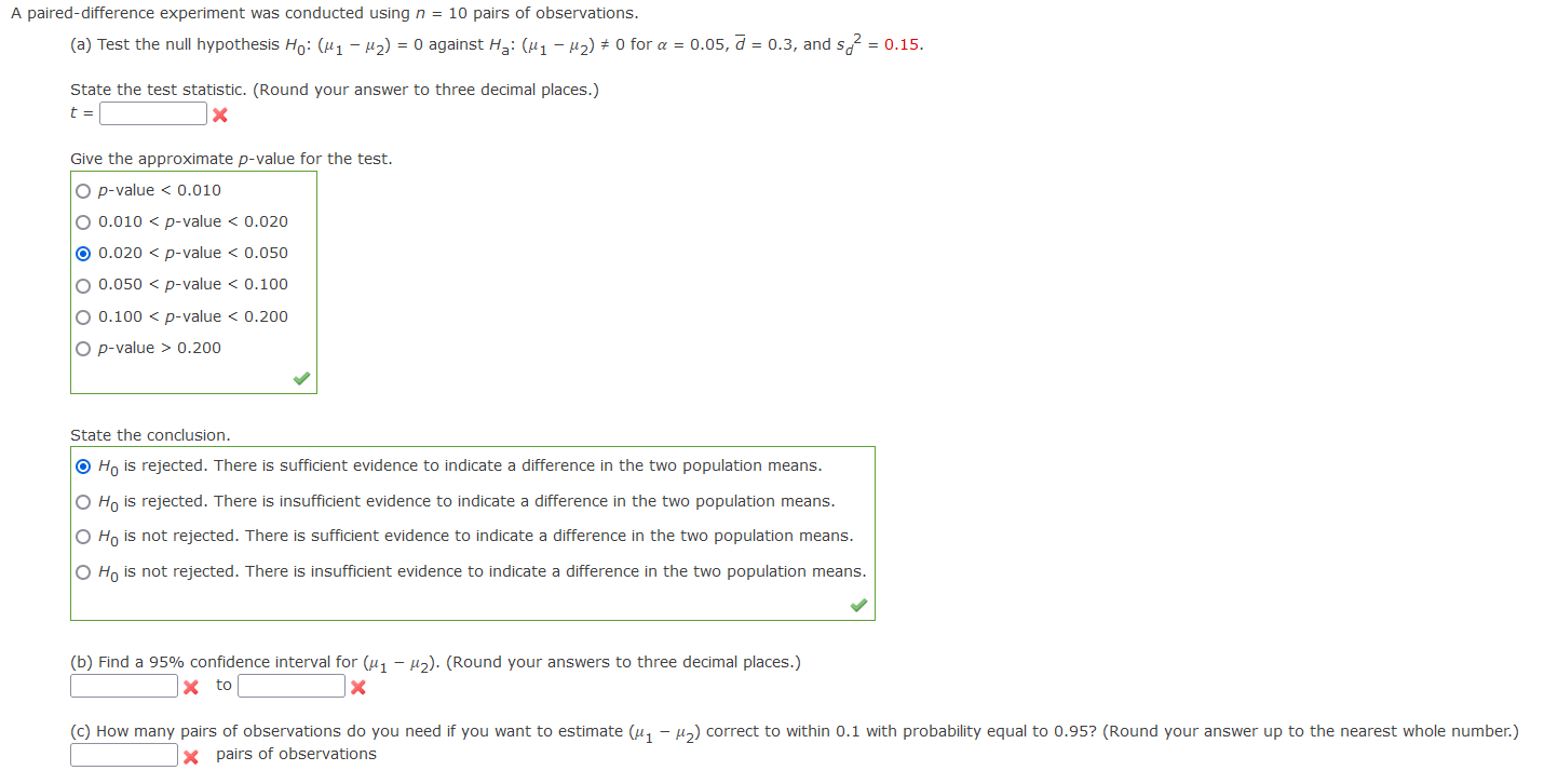 Solved A paired-difference experiment was conducted using | Chegg.com