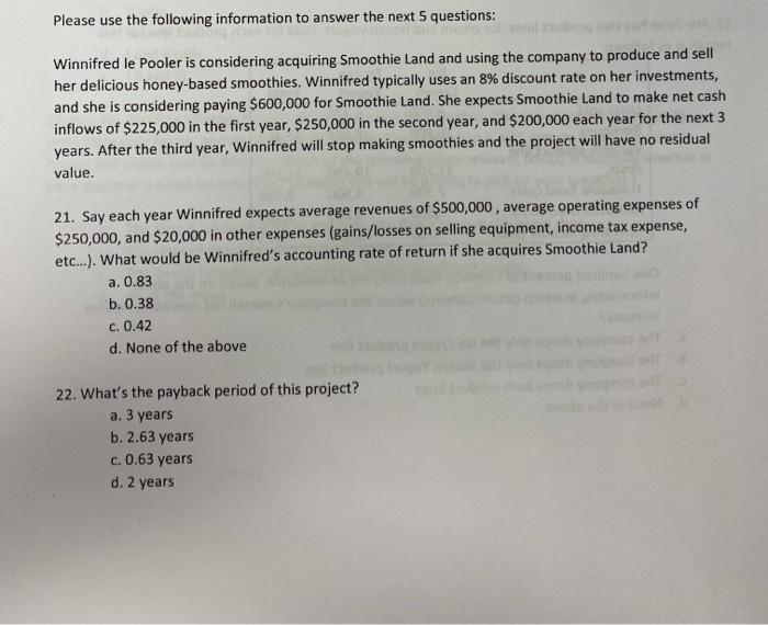 Solved Please use the following information to answer the | Chegg.com