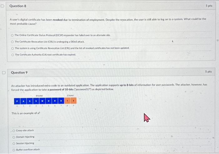 Solved A user's digital certificate has been revoked due to | Chegg.com