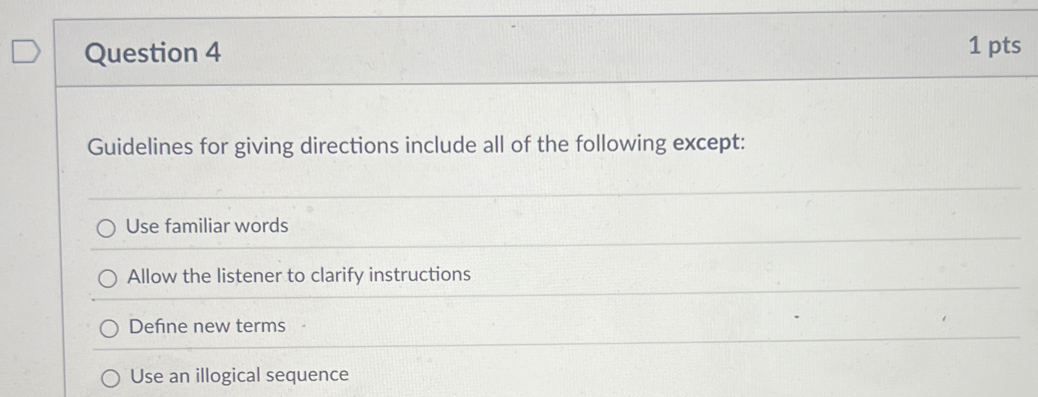 Solved Question 41 ﻿ptsGuidelines for giving directions | Chegg.com