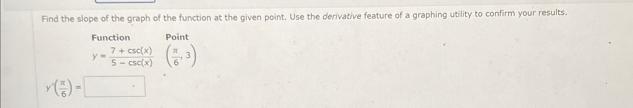 Solved Find the slope of the graph of the function at the | Chegg.com
