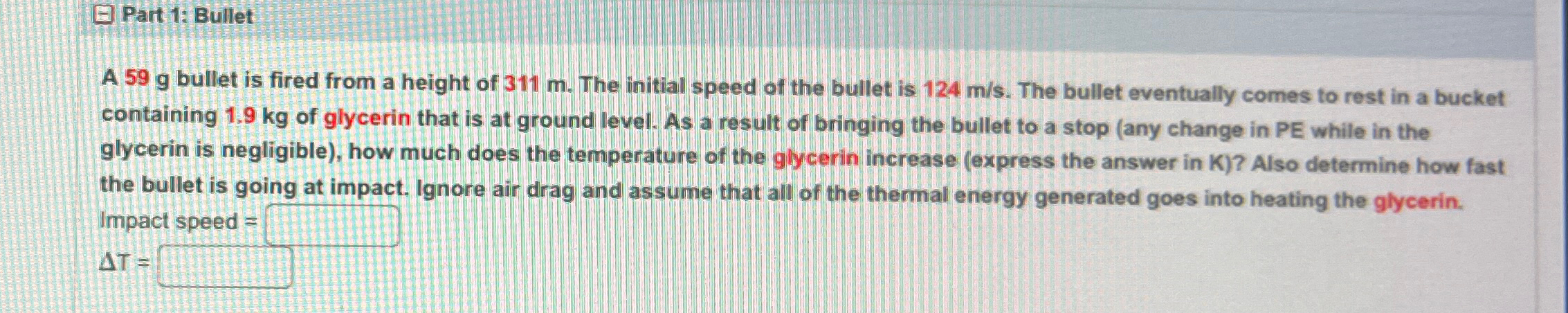 Solved Part 1: BulletA 59g ﻿bullet is fired from a height of | Chegg.com