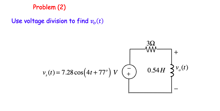 Solved Problem (2)Use voltage division to find | Chegg.com