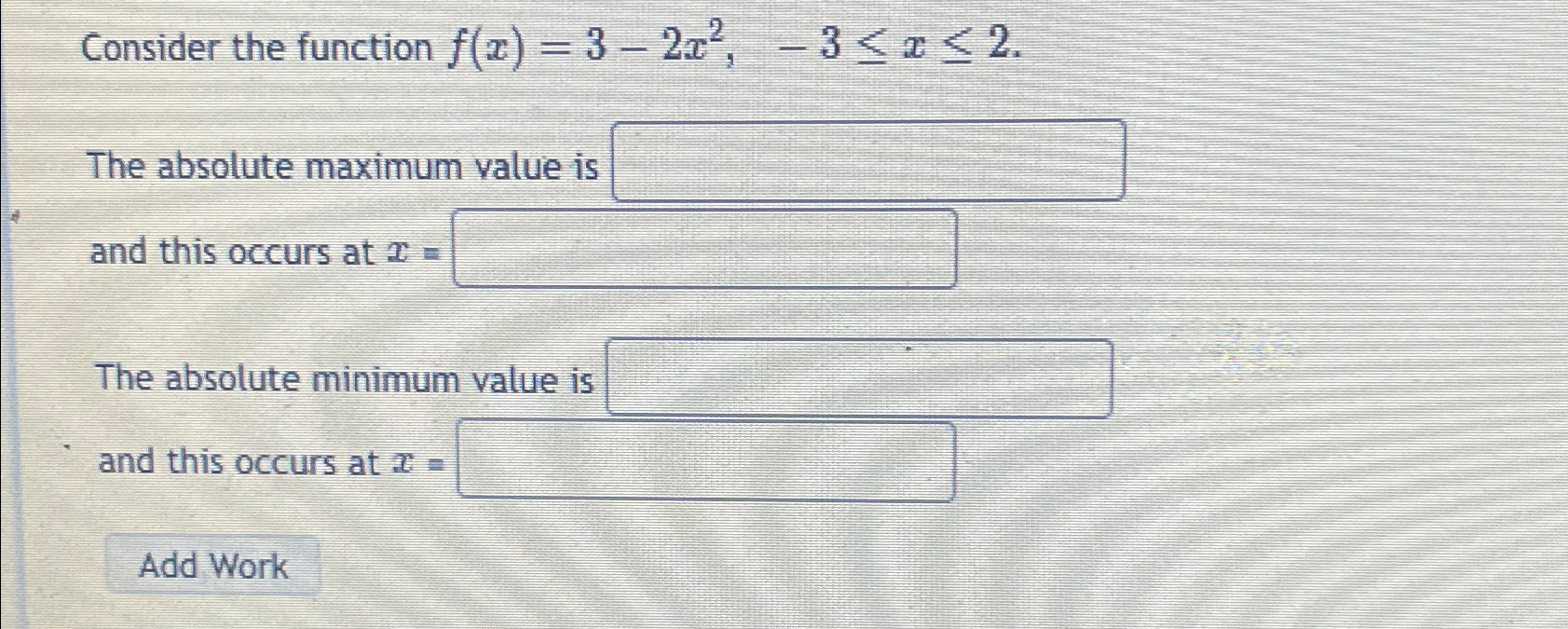 Solved Consider the function f(x)=3-2x2,-3≤x≤2.The absolute | Chegg.com