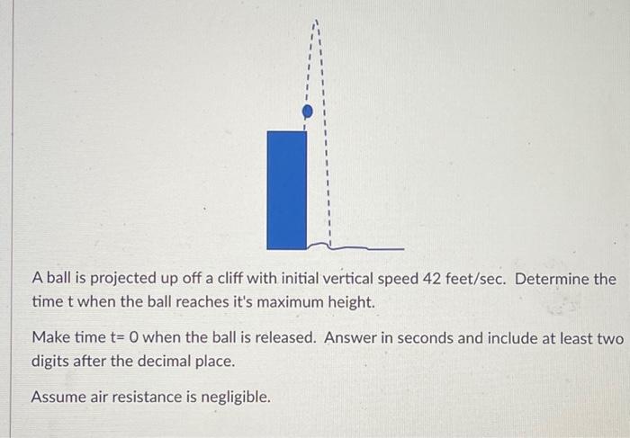 [Solved]: A ball is projected up off a cliff with initial v