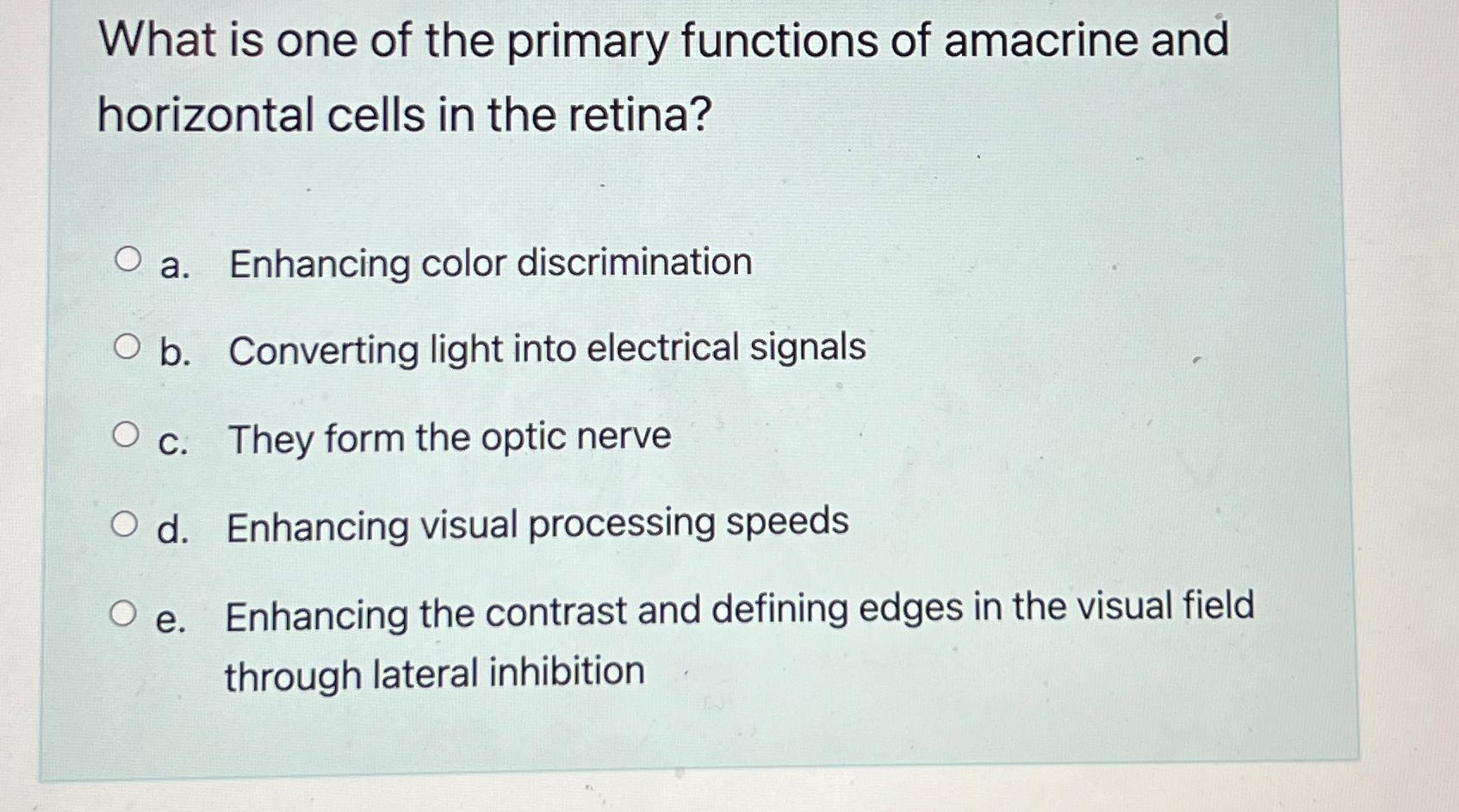 Solved What is one of the primary functions of amacrine and | Chegg.com