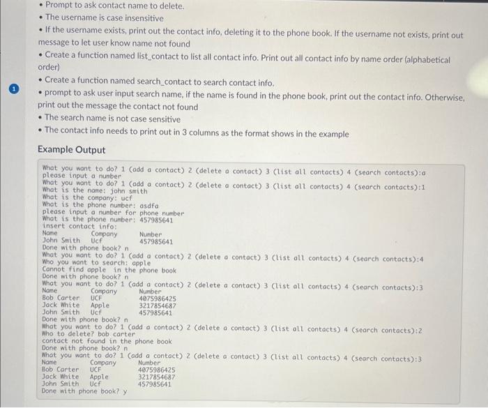 Solved create a program that create a phone book which | Chegg.com