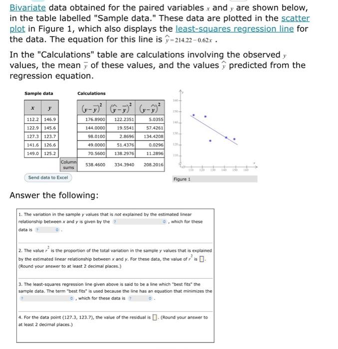 Solved Bivariate data obtained for the paired variables x | Chegg.com