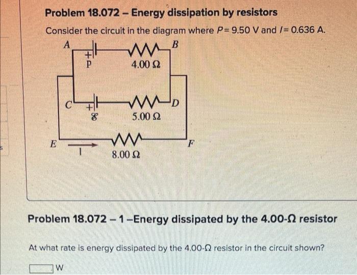 Solved Problem 18.072 - Energy dissipation by resistors | Chegg.com