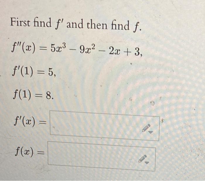Solved First find f′ and then find f. | Chegg.com