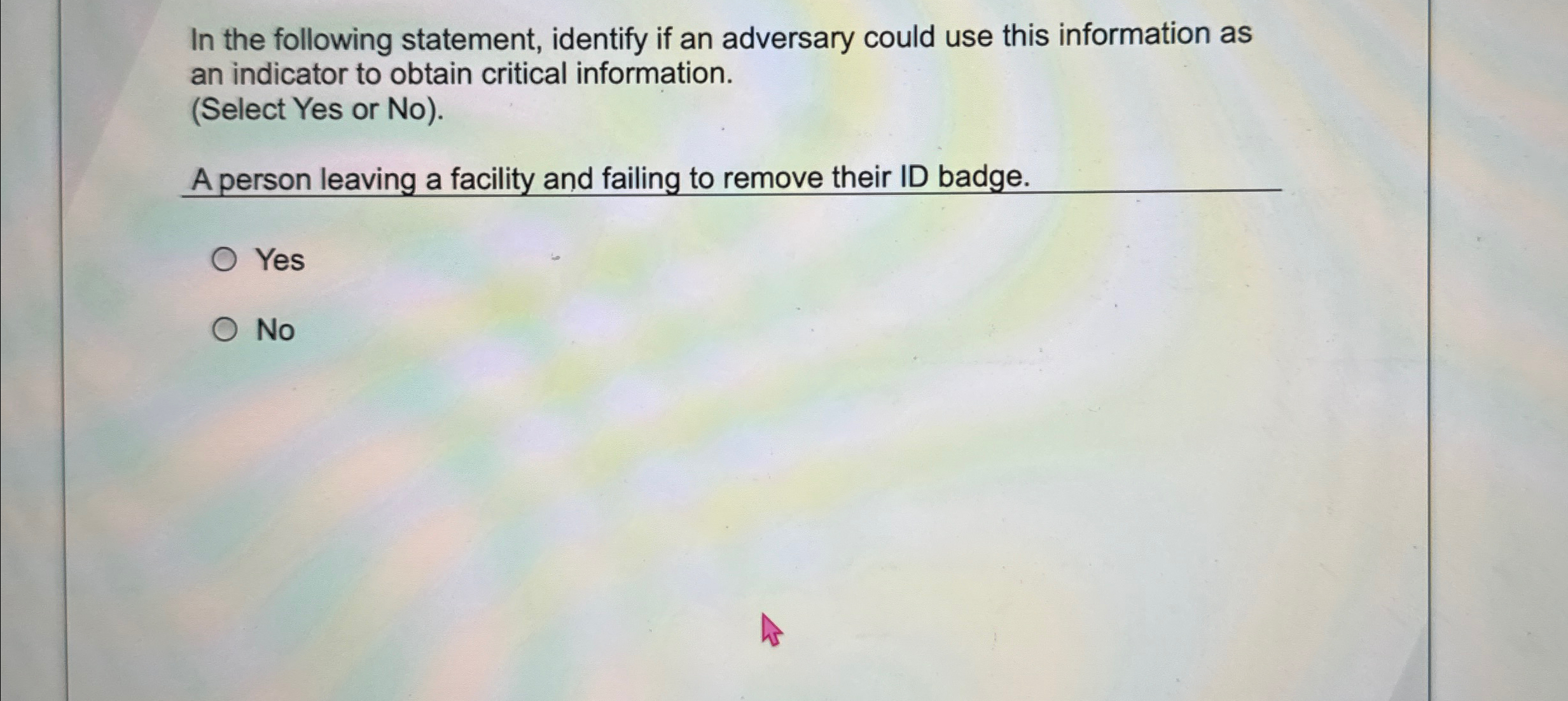 Solved In the following statement, identify if an adversary | Chegg.com