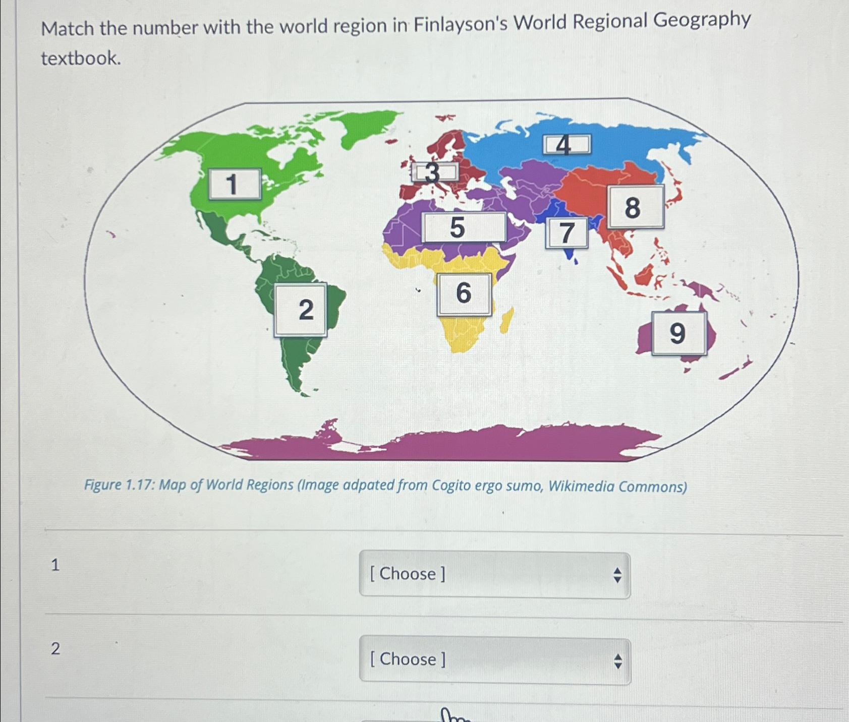 Solved Match the number with the world region in Finlayson's | Chegg.com