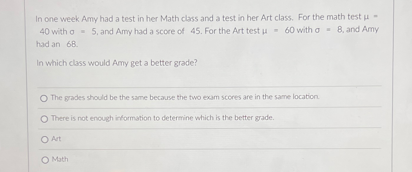 In one week Amy had a test in her Math class and a | Chegg.com