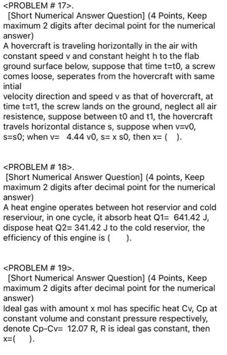 Solved [Short Numerical Answer Question] (4 Points, Keep | Chegg.com