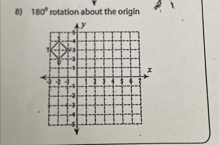 Solved 8) 180∘ rotation about the origin | Chegg.com
