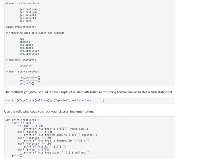 Solved Write a code snippet that creates a superclass Tree | Chegg.com