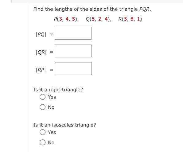 Solved Find the lengths of the sides of the triangle | Chegg.com