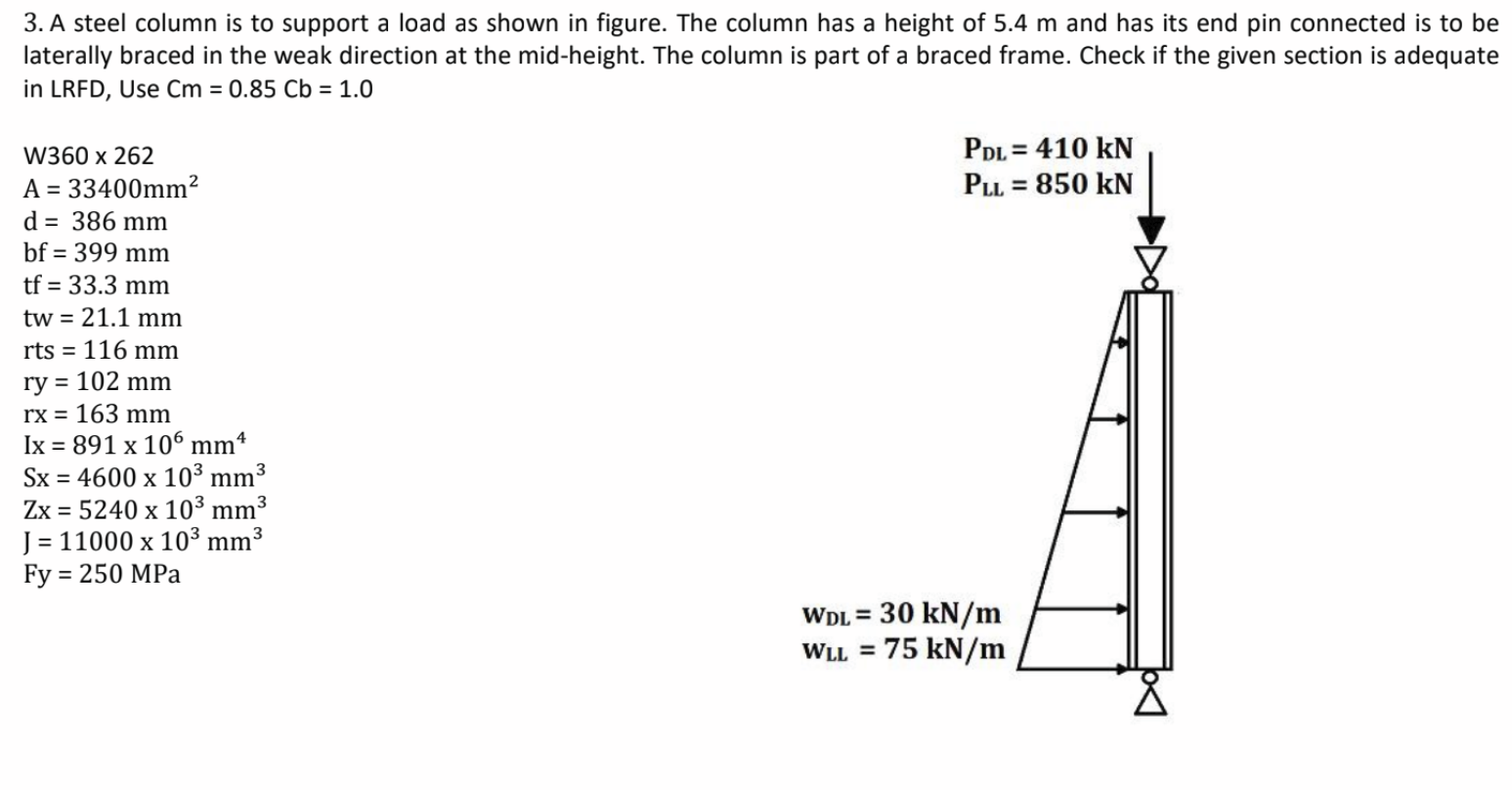 A steel column is to support a load as shown in | Chegg.com