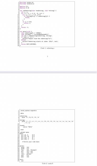 Solved The C code given below checks whether a substring | Chegg.com