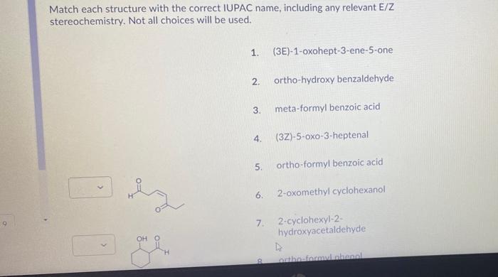 Solved Match each structure with the correct IUPAC name, | Chegg.com