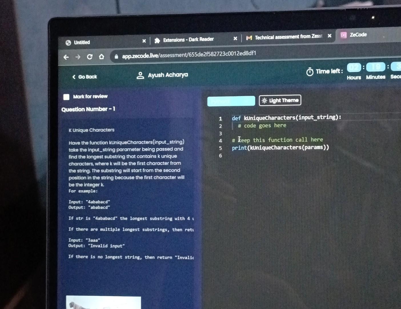 Solved K Unique Characters Have the function | Chegg.com