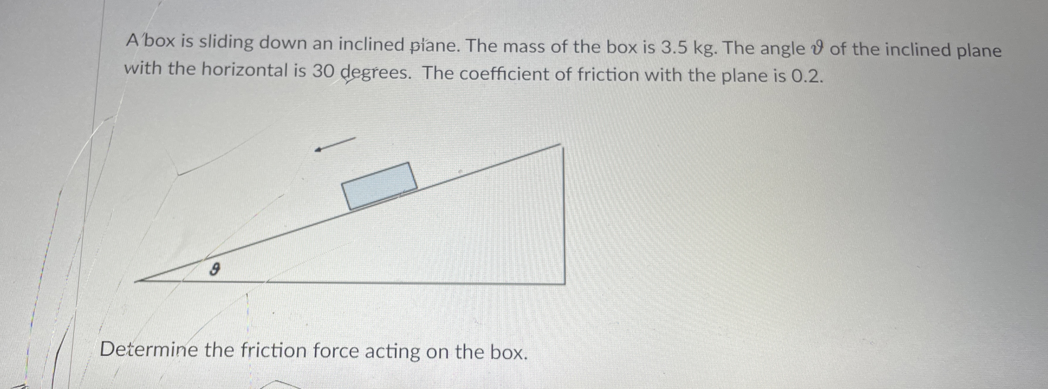 Solved A box is sliding down an inclined piane. The mass of | Chegg.com