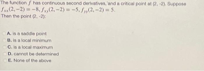 Solved The Function F Has Continuous Second Derivatives And