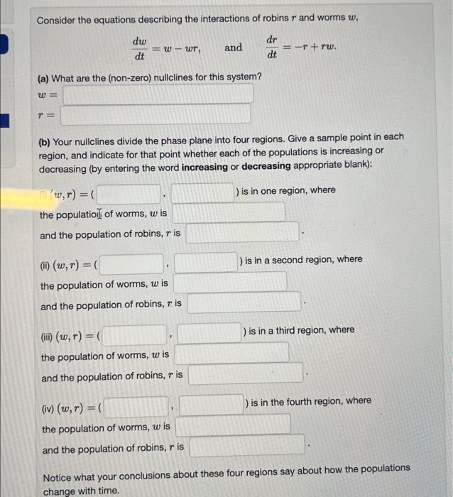 Solved Consider the equations describing the interactions of | Chegg.com