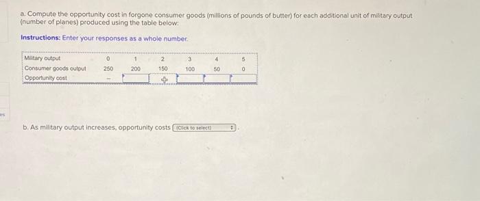 Solved a. Compute the opportunity cost in forgone consumer | Chegg.com