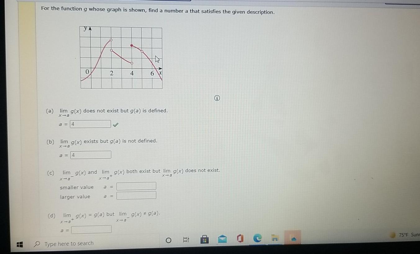 Solved For the function g whose graph is shown, find a | Chegg.com