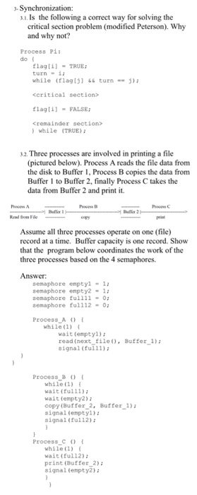 Solved 3- Synchronization: 3.1. Is the following a correct | Chegg.com