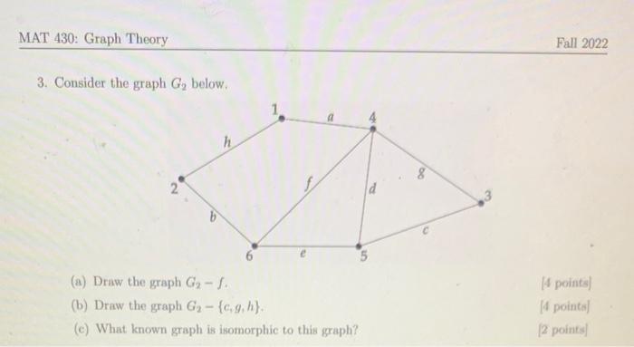 Solved 3. Consider the graph G2 below. (a) Draw the graph | Chegg.com