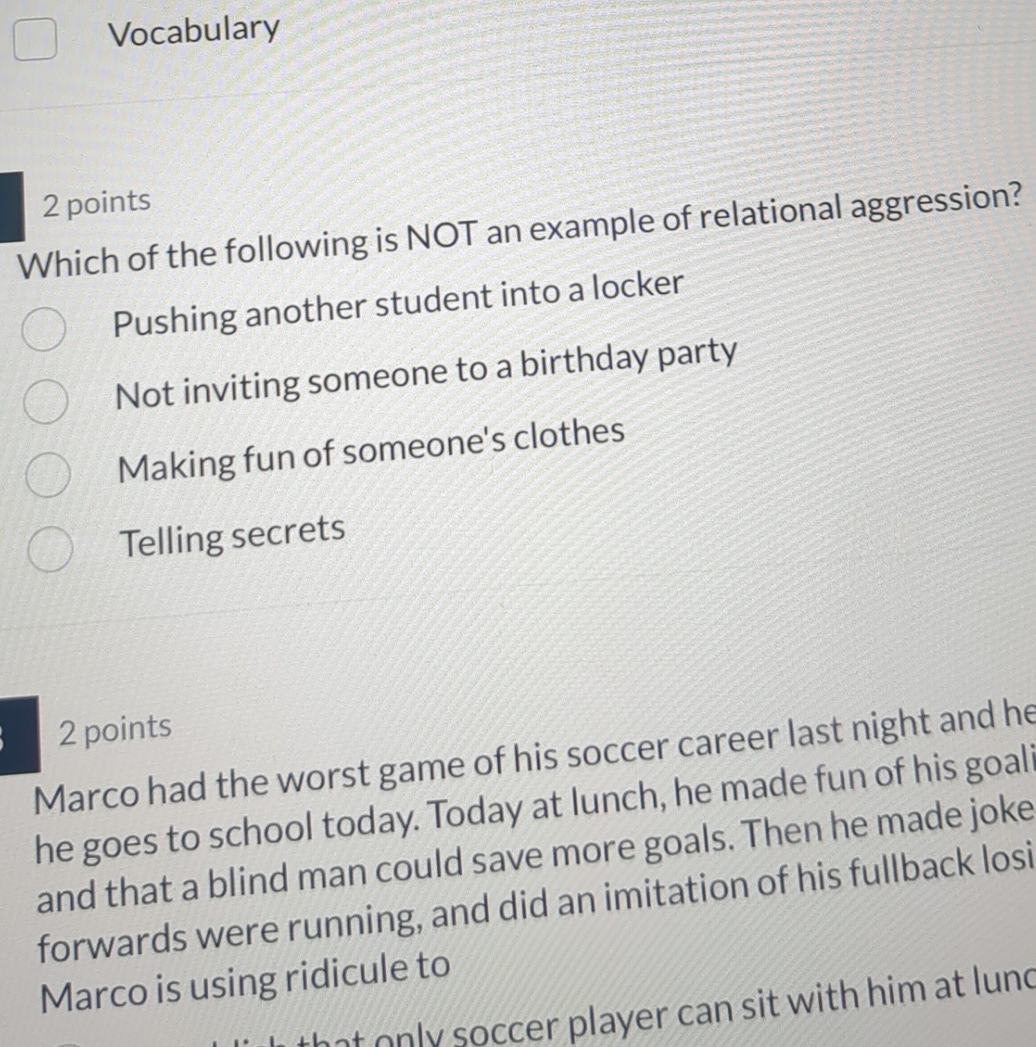 Solved Vocabulary2 ﻿pointsWhich of the following is NOT an | Chegg.com