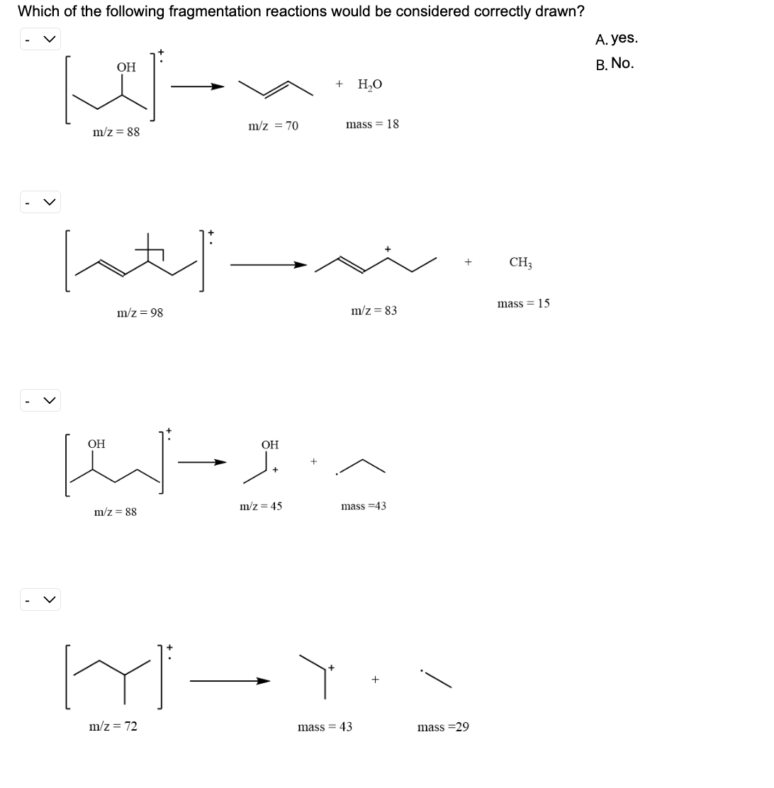 Solved Which of the following fragmentation reactions would | Chegg.com