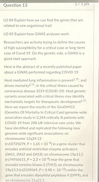 Solved Question 13 1/1 pts LO 84 Explain how we can find the | Chegg.com