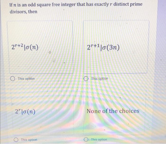 Solved If n is an odd square free integer that has exactly r | Chegg.com