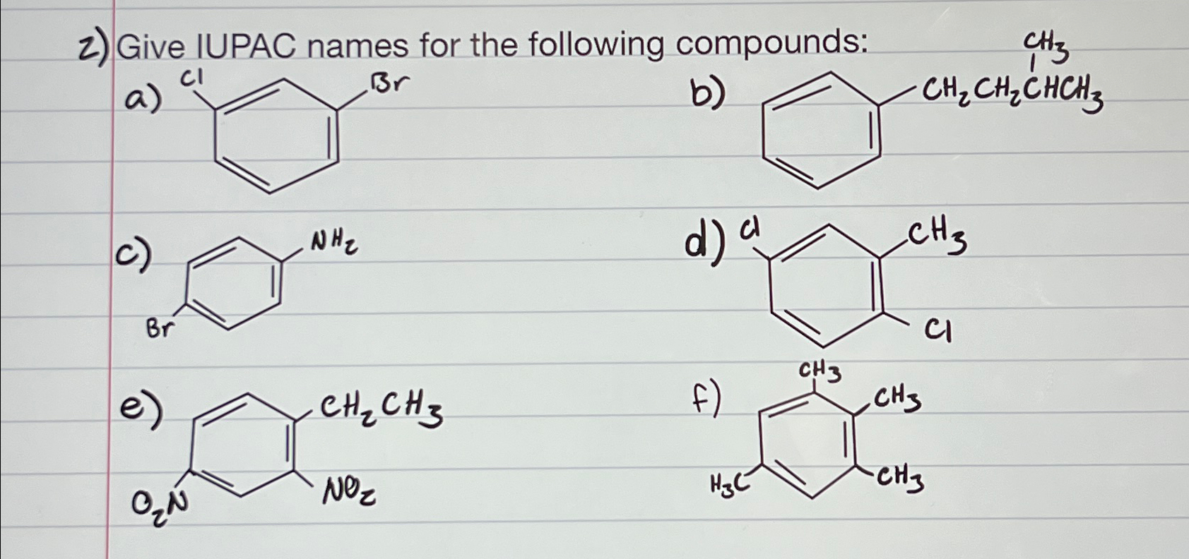 Solved Give IUPAC names for the following cc) | Chegg.com