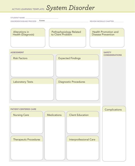 Solved active learning template System Disorder STUDENT NAME | Chegg.com
