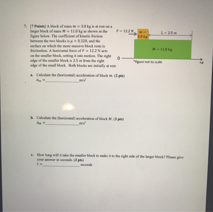 Solved m= 3.0 kg 7. [7 Points) A block of mass m = 3.0 kg is | Chegg.com