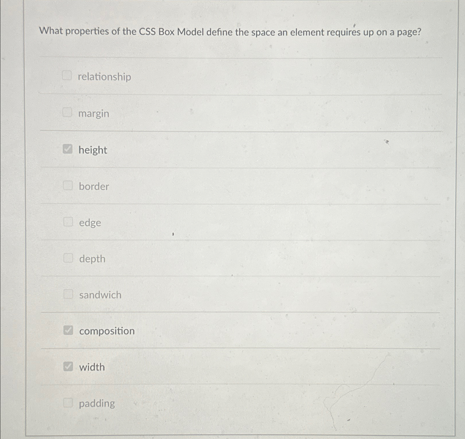 Solved What properties of the CSS Box Model define the space | Chegg.com