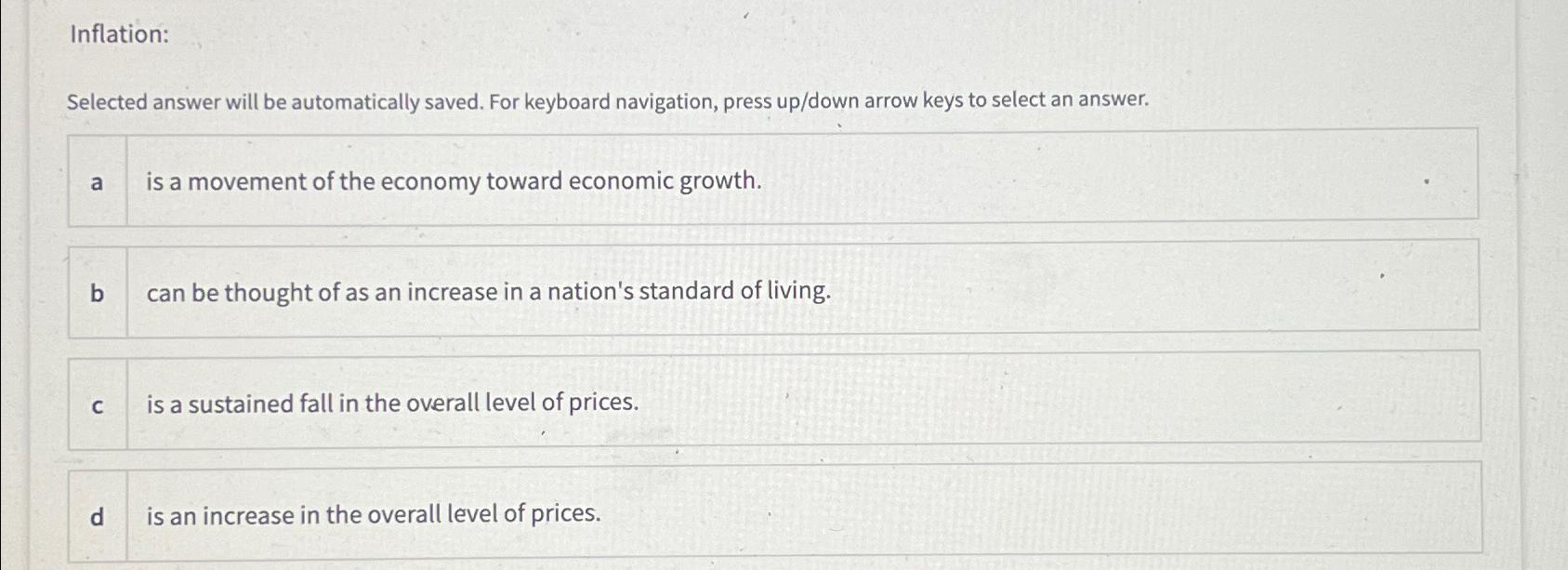 Solved Inflation:Selected answer will be automatically | Chegg.com