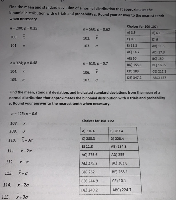 Solved Find the mean and standard deviation of a normal | Chegg.com