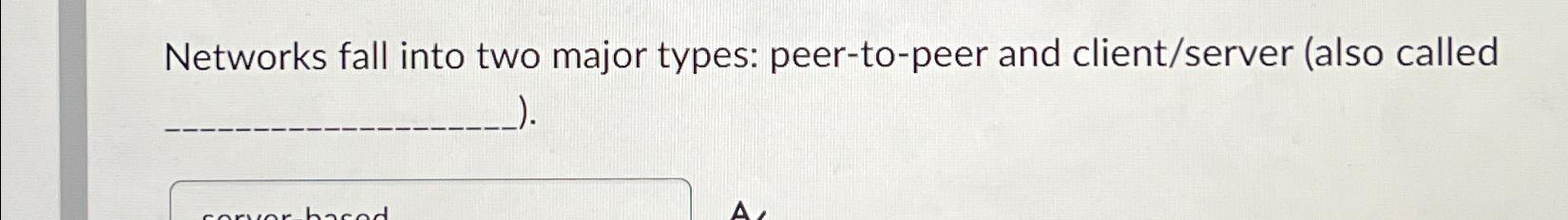 Solved Networks fall into two major types: peer-to-peer and | Chegg.com